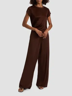 Generation Love Kelela Sheen Jersey Wide-leg Pants - Coco