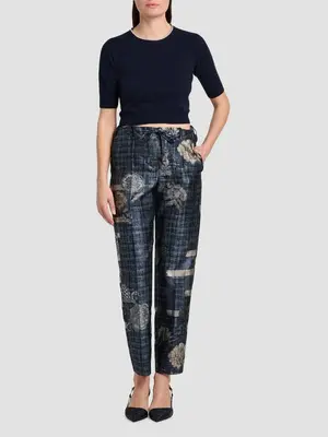Giorgio Armani Plaid Floral Tapered Trousers