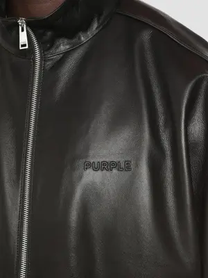 PURPLE BRAND Leather Track Jacket
