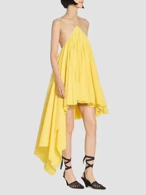 Jacquemus La Abiha Gathered Asymmetric Trapeze Minidress