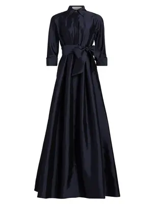Rickie Freeman For Teri Jon Shirt Waist Tafetta Gown - Navy