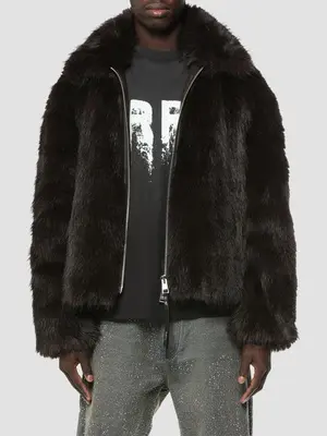 PURPLE BRAND Faux-fur Shawl Jacket