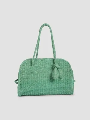 Jacquemus Le Turismo Raffia & Leather Bowler - Turquoise