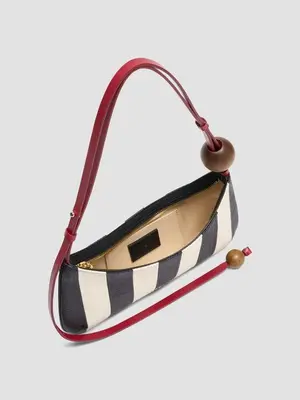 Jacquemus Le Bisou Perle Leather Striped Shoulder Bag - Natural Black