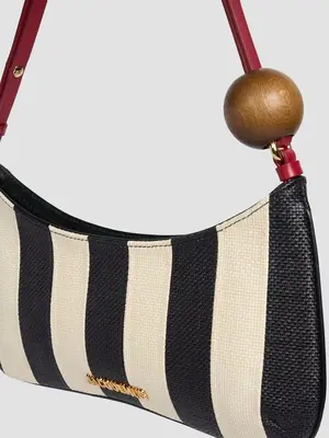 Jacquemus Le Bisou Perle Leather Striped Shoulder Bag - Natural Black
