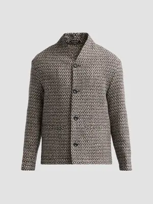 Emporio Armani Geo Tweed-effect Wool Cardigan Jacket