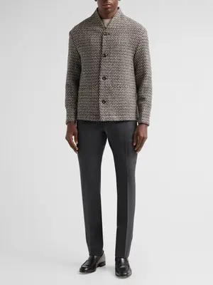 Emporio Armani Geo Tweed-effect Wool Cardigan Jacket