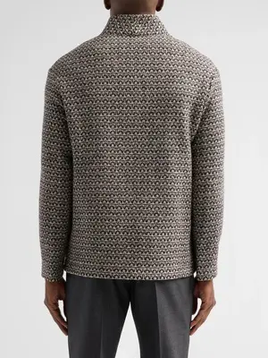 Emporio Armani Geo Tweed-effect Wool Cardigan Jacket
