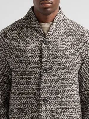 Emporio Armani Geo Tweed-effect Wool Cardigan Jacket