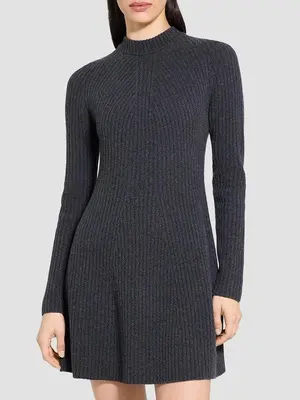 Theory Traveling Rib-knit Wool-cashmere Minidress