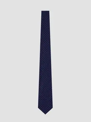 Emporio Armani Micro-diamond Grid Silk Tie - Fancy Blue
