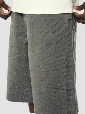 PURPLE BRAND Radial Hotfix Cotton Shorts