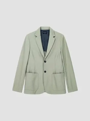 Giorgio Armani Seersucker Single-breasted Blazer - Jade