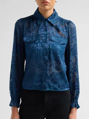 Generation Love Priya Floral Burn-out Blouse - Peacock