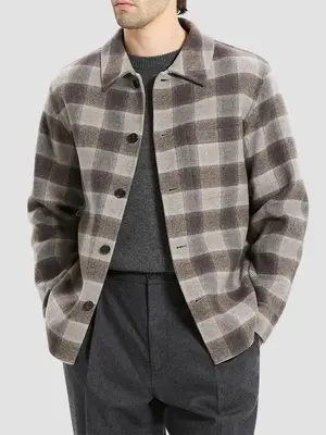 Theory Check Double-face Wool-cashmere Overshirt