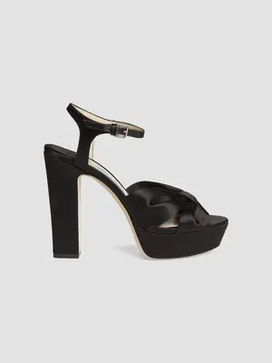 JIMMY CHOO Heloise 120mm Satin Platform Sandals - Black