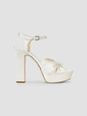 JIMMY CHOO Heloise 120mm Satin Platform Sandals - Ivory