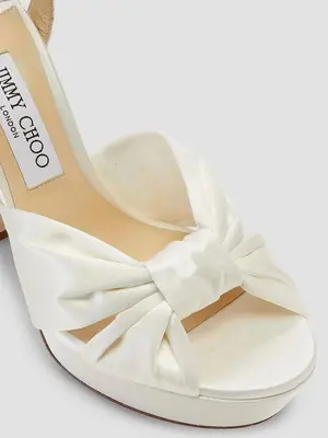 JIMMY CHOO Heloise 120mm Satin Platform Sandals - Ivory