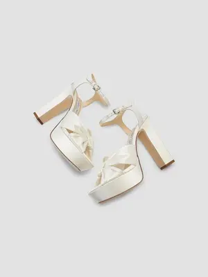 JIMMY CHOO Heloise 120mm Satin Platform Sandals - Ivory