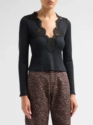 Generation Love Lady Lace Ribbed Top