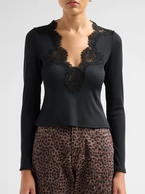 Generation Love Lady Lace Ribbed Top