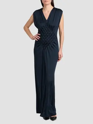 Giorgio Armani Texture Weave Satin Maxi Dress