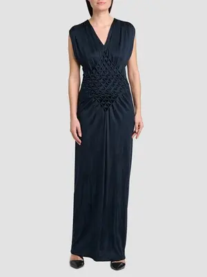 Giorgio Armani Texture Weave Satin Maxi Dress