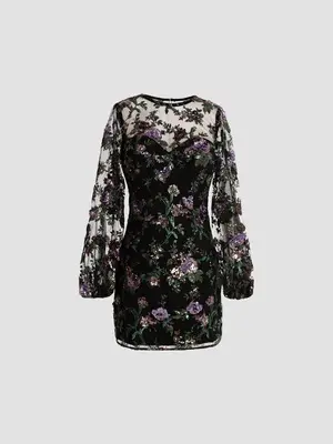 Dress The Population Mila Floral Organza Minidress