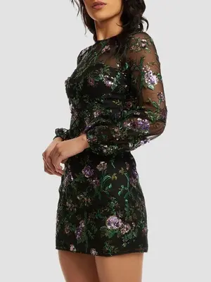 Dress The Population Mila Floral Organza Minidress