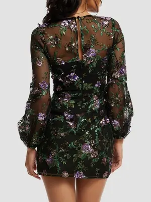 Dress The Population Mila Floral Organza Minidress