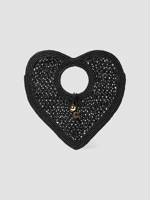 Jacquemus Le Spiaggia Coeur Raffia Clutch - Black