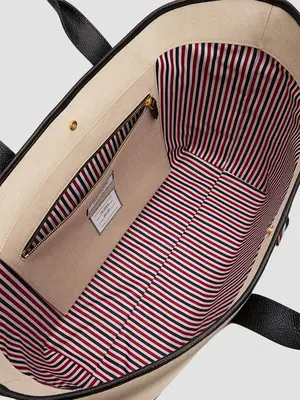 Thom Browne Medium Tool Canvas & Leather Tote Bag - Black