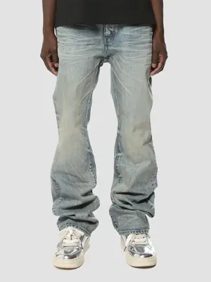 PURPLE BRAND Whiskered Stacked Jeans - Medium Indigo
