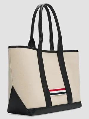 Thom Browne Small Tool Canvas & Leather Tote Bag