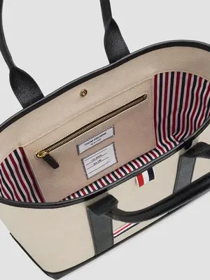 Thom Browne Small Tool Canvas & Leather Tote Bag