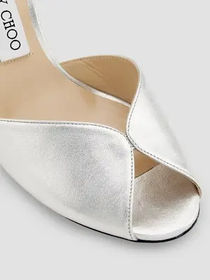 JIMMY CHOO Sacora 85mm Metallic Leather Sandals - Silver