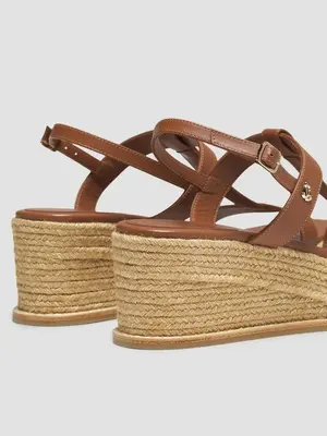 JIMMY CHOO Theia 60mm Espadrille Wedge Sandals - Tan
