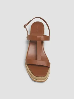 JIMMY CHOO Theia 60mm Espadrille Wedge Sandals - Tan