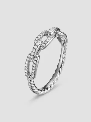 David Yurman Stax Chain Link Ring In 18k - Diamond