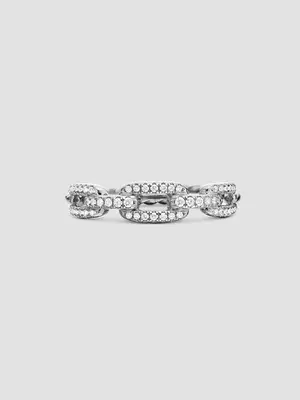 David Yurman Stax Chain Link Ring In 18k - Diamond