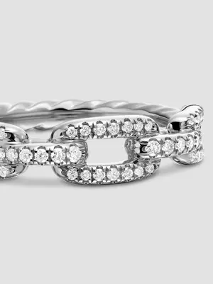 David Yurman Stax Chain Link Ring In 18k - Diamond
