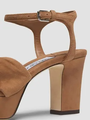 JIMMY CHOO Heloise 80mm Block-heel Platform Sandals - Toffee
