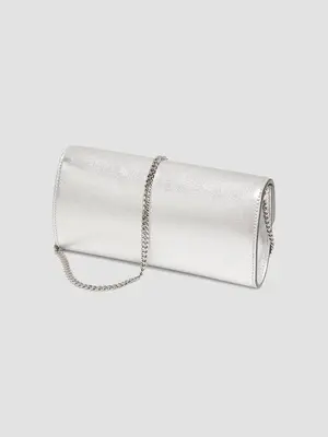 JIMMY CHOO Bing Metallic Leather Chain Wallet - Silver