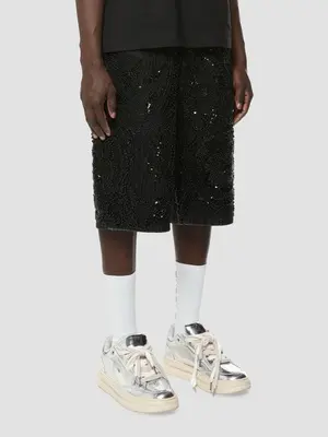 PURPLE BRAND Embellished Denim Shorts