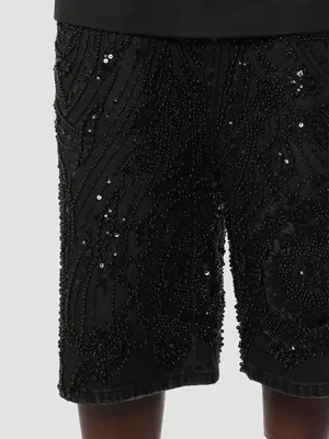 PURPLE BRAND Embellished Denim Shorts