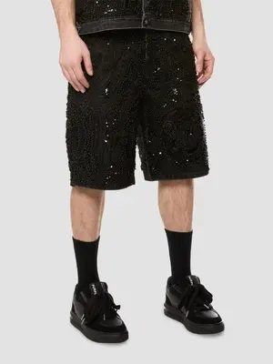 PURPLE BRAND Embellished Denim Shorts