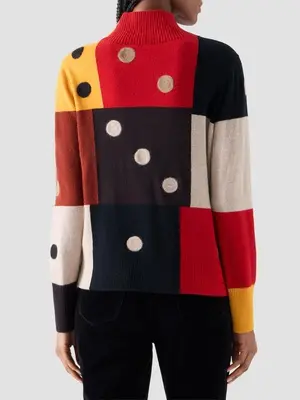 Akris Dice Intarsia Colorblock Wool-cashmere Sweater