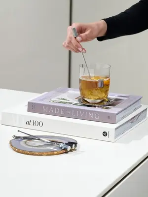 ANNA NEW YORK Striations Stainless Steel 4-piece Drink Stirrer Set