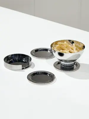 ANNA NEW YORK Striations 5-piece Stainless Steel Coaster & Holder Set