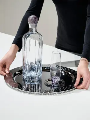 ANNA NEW YORK Striations 5-piece Stainless Steel Coaster & Holder Set
